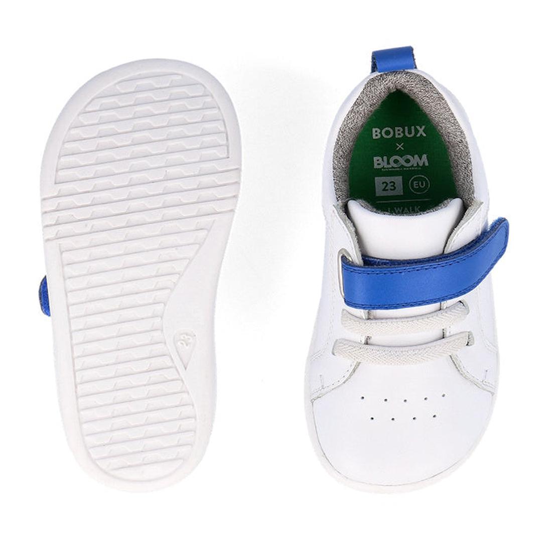 Bobux Kids IWalk IW Pace Sneaker White Blue 650401 – Kids Shoes NZ