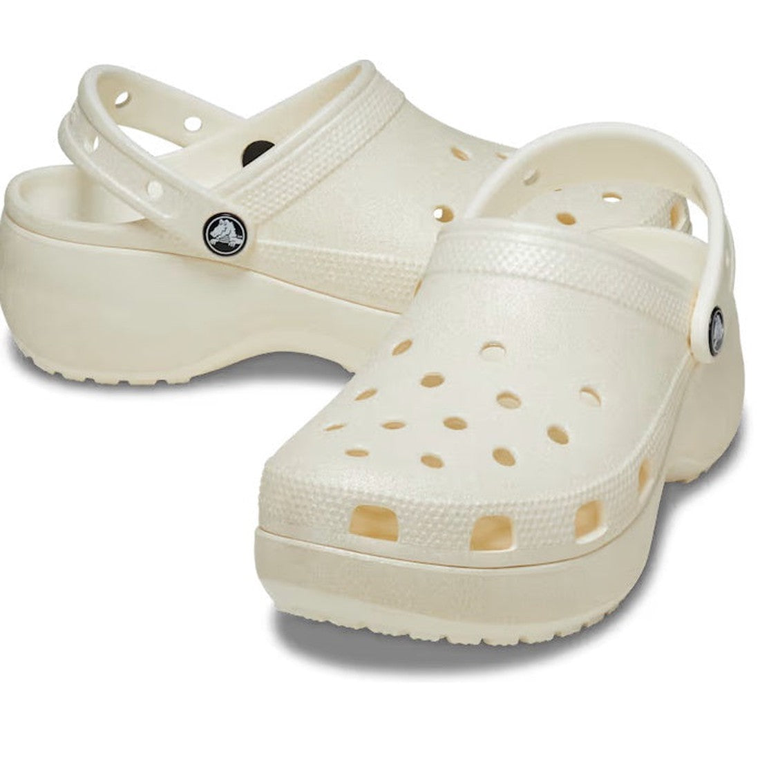 Womens Crocs - Classic Glitter PLATFORM Clog Chalk Off White CLEARANCE ...