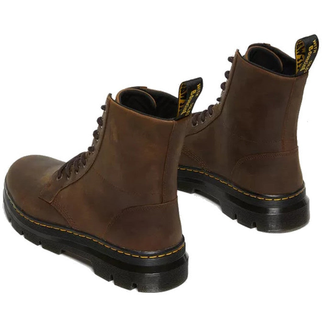 Dr Martens Combs Crazy Horse 8 Eye Leather Dark Brown Boots – Kids Shoes NZ